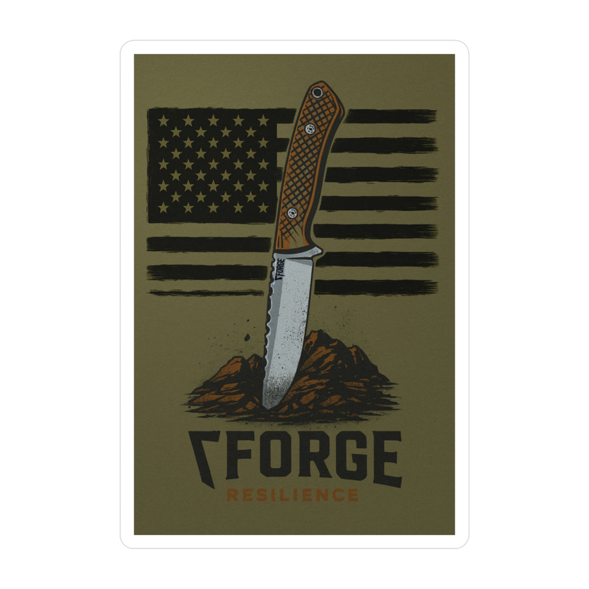 Knife & Flag Vinyl Decal — "Forge Resilience" Tactical Sticker – 7Forge ...