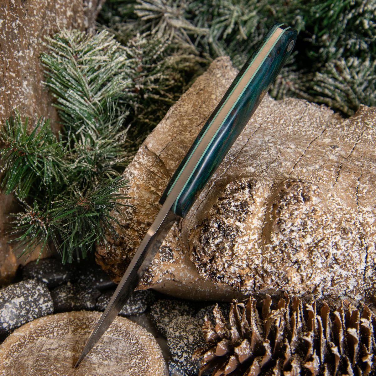 Forged harpoon fighter - redwood burl - Tiffany blue - mosaic pins ...