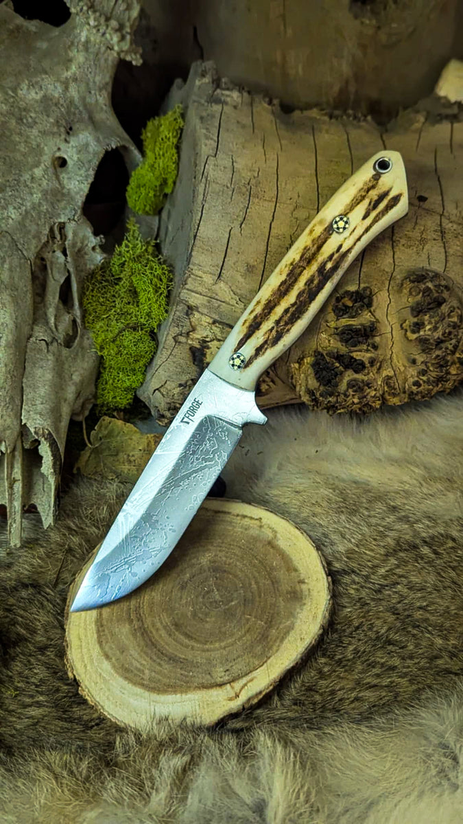 Artemis Preorder - Stag -black liners - mosaic pins – 7Forge Knives
