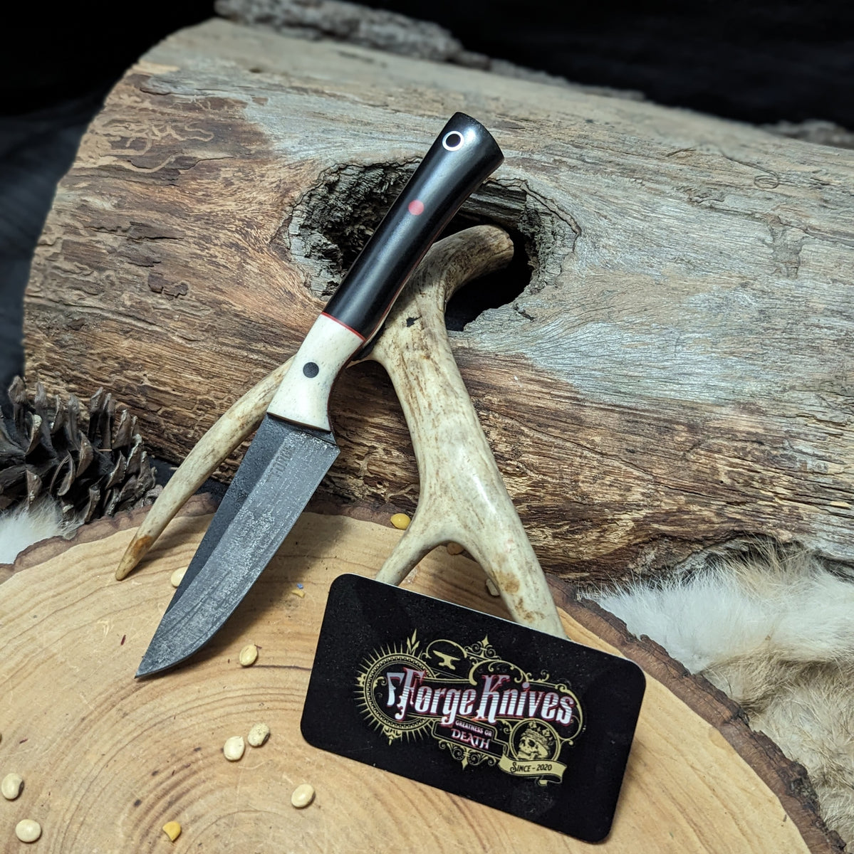 Culprit - Camel Bone and Black Richlite – 7Forge Knives