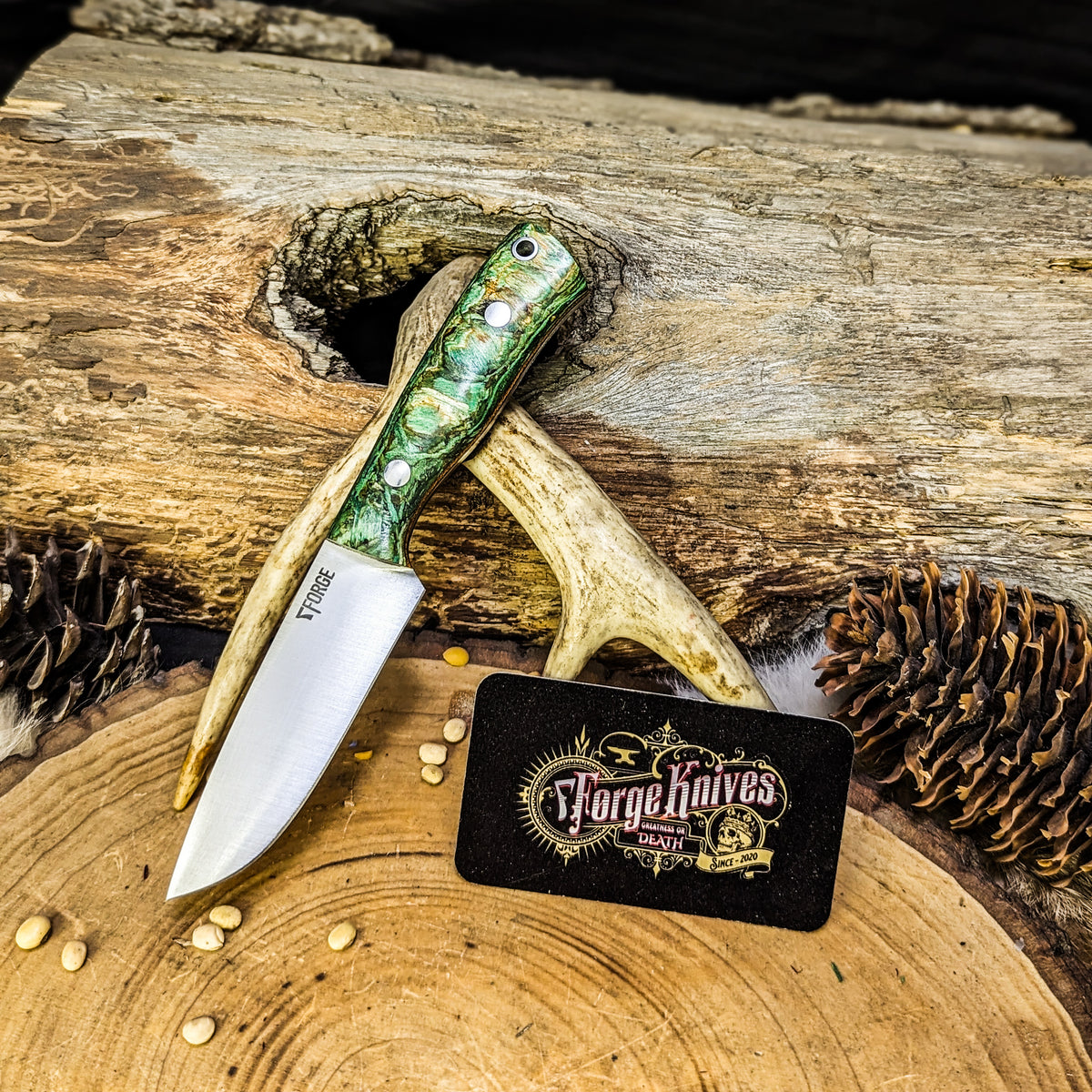 Drop Point Founder - Verdant OSBurl – 7Forge Knives