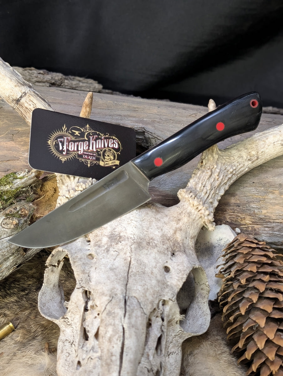 Fullered Carnivore Vintage Black Paper Micarta – 7Forge Knives