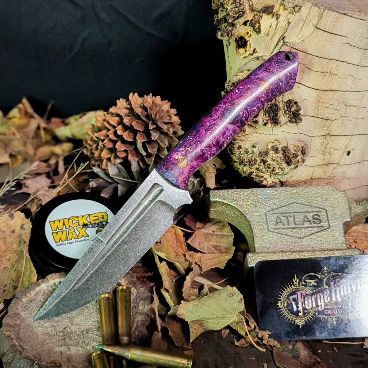 Prototype Axiom - Purple Elder Burl – 7Forge Knives