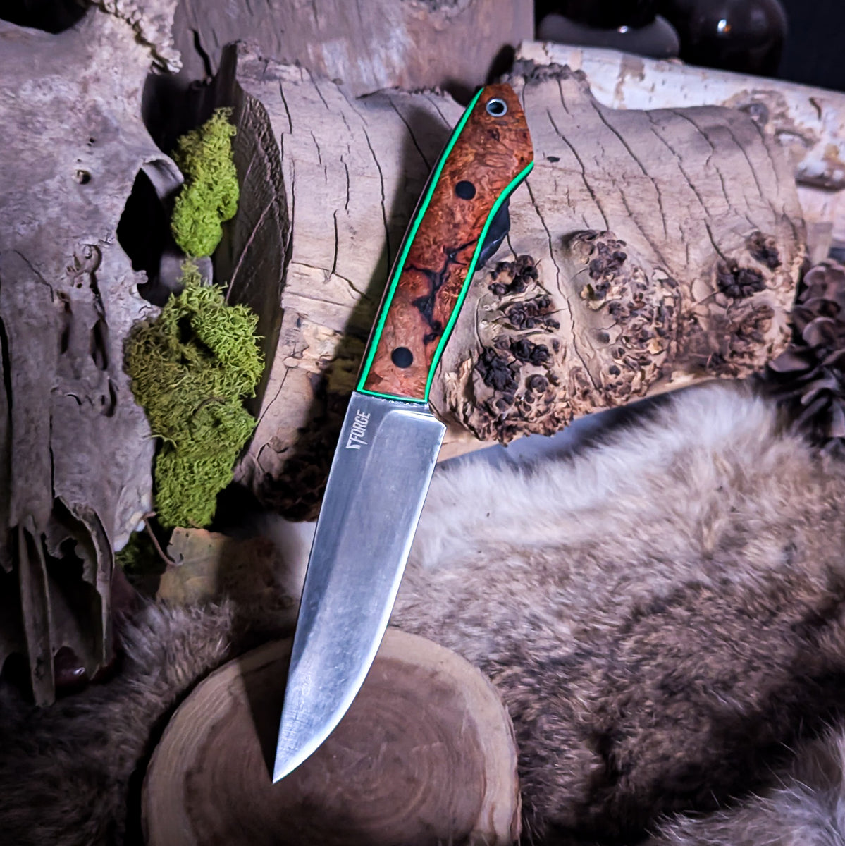 Fennec - Spalted Red Oak Burl - Black Canvas liners and pins - Green G ...
