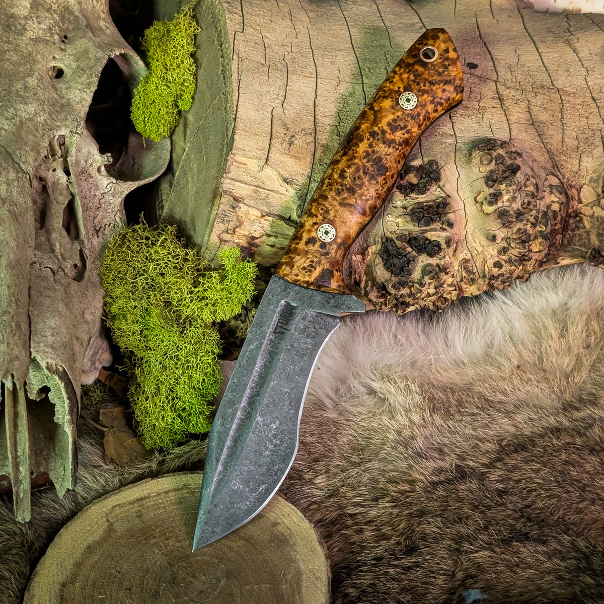 Watch Dog -Black Ash Burl - Black Canvas Micarta Liners - Mosaic Pins ...