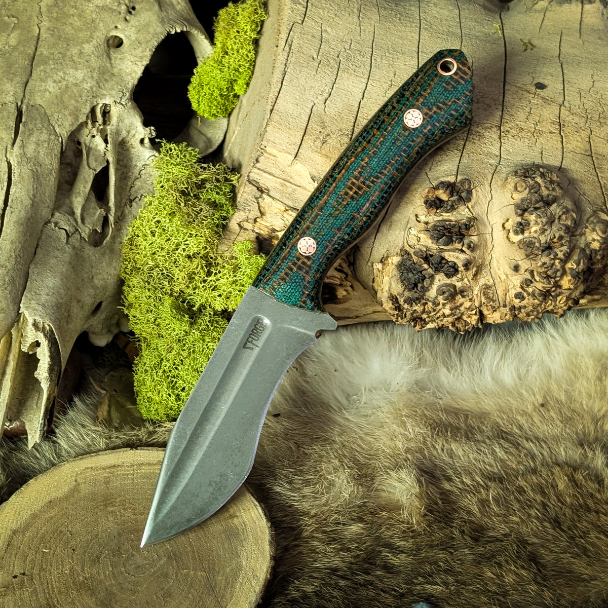 Watchdog - Druid Burlap - Natural canvas micarta liners - mosaic pins ...