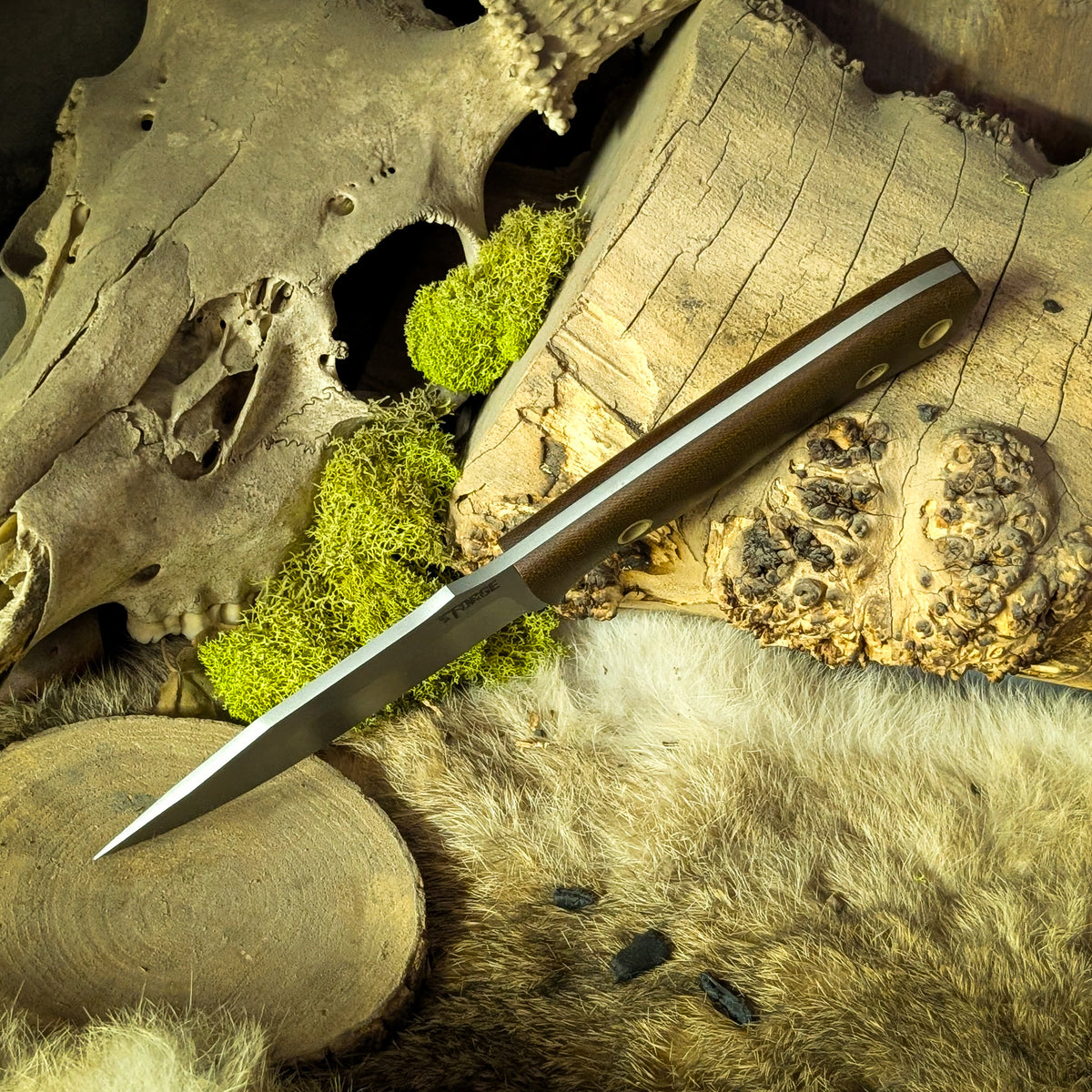 Imperator - Natural canvas micarta - Brass hollow pins – 7Forge Knives