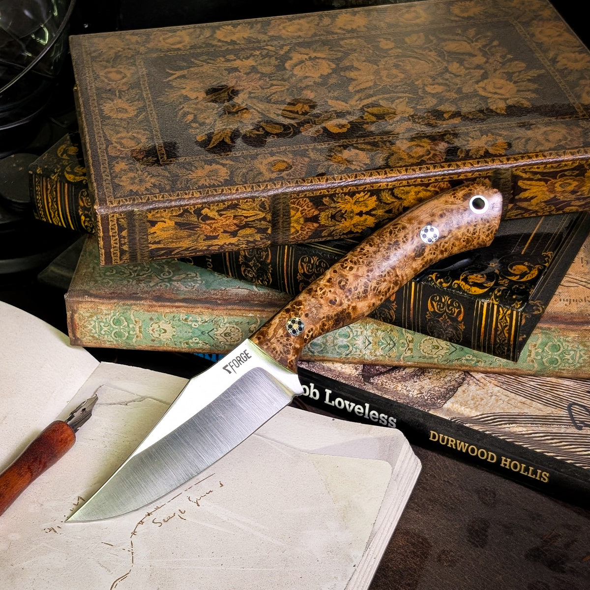 Catalyst - Black Ash Burl - Black Canvas Micarta Liners - Mosaic Pins ...