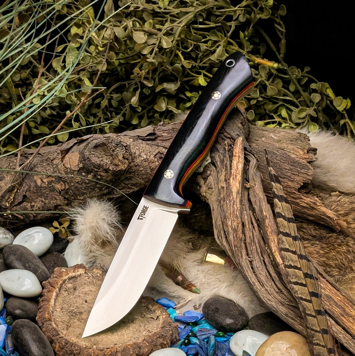 Artemis Hunter - Black Linen Micarta - Red and Vintage canvas liners ...