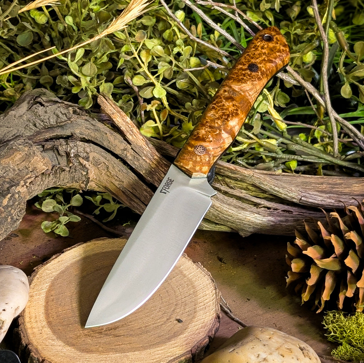 Ranger - Black ash burl - Black Canvas Micarta Liners - Mosaic Pins ...