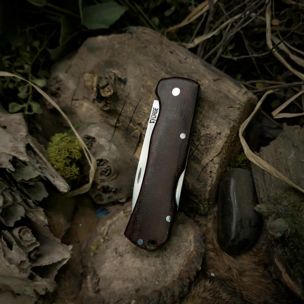 Locke - super vintage Micarta - Black Liners – 7Forge Knives