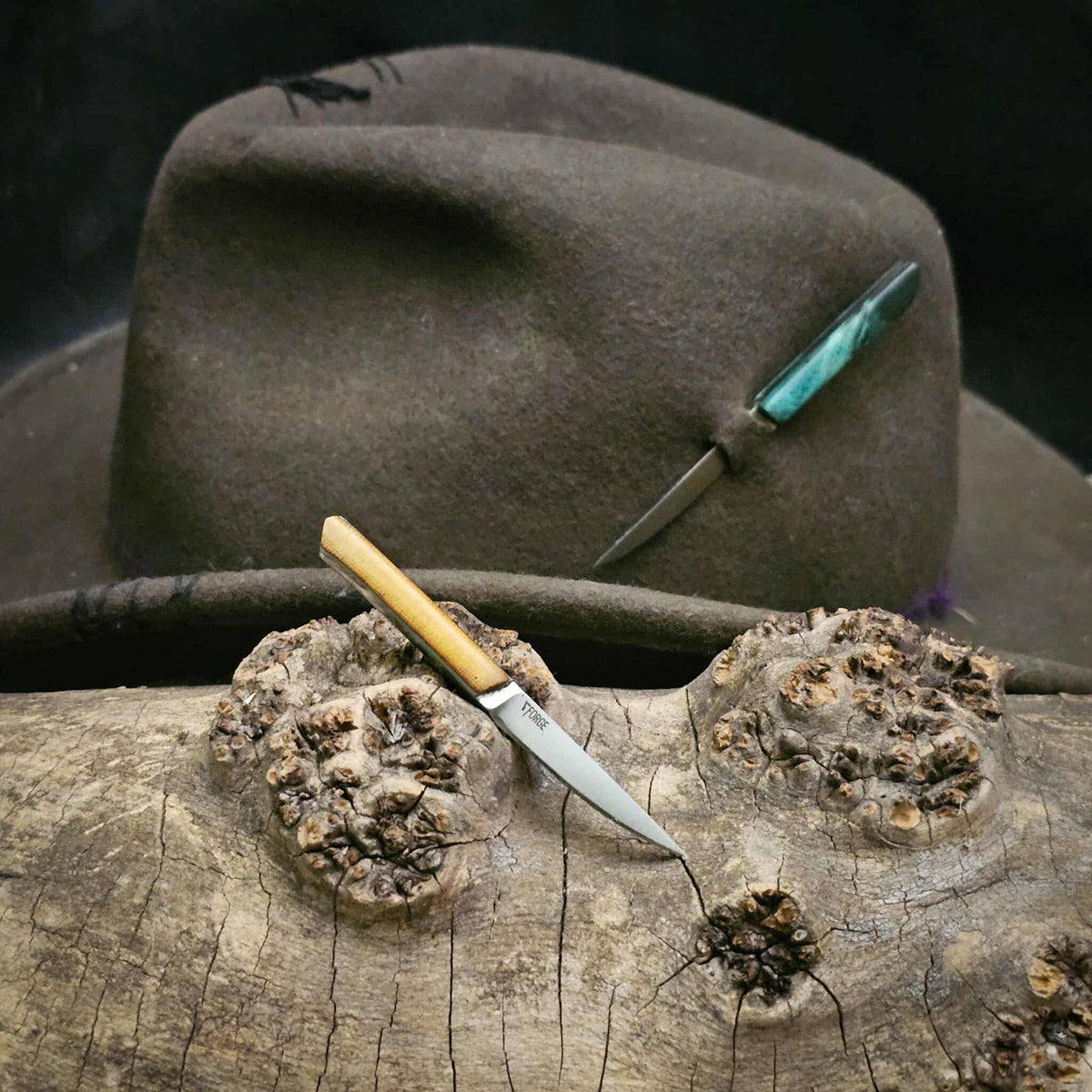 Hat knife - vintage canvas micarta – 7Forge Knives